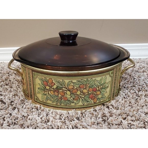 Pyrex | Kitchen | Vtg Pyrex Fireside Originals Amber Casserole Dish ...